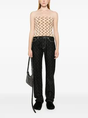 MARINE SERRE Moon-printed Tube Top - Neutrals