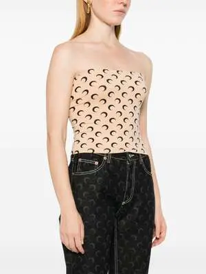 MARINE SERRE Moon-printed Tube Top - Neutrals