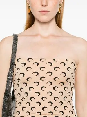 MARINE SERRE Moon-printed Tube Top - Neutrals