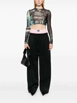JEAN PAUL GAULTIER Pigalle Print Mesh Top - Blue