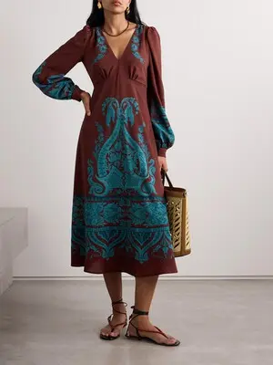 Etro Printed Crepe Midi Dress