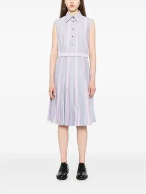Thom Browne Striped Belted Shirt Dress - Grey