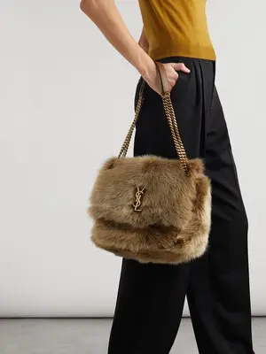 Saint Laurent Niki Shearling Shoulder Bag