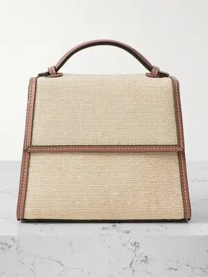 HUNTING SEASON Small Leather-trimmed Raffia Tote