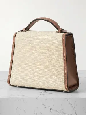 HUNTING SEASON Small Leather-trimmed Raffia Tote