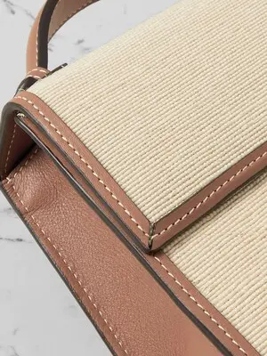 HUNTING SEASON Small Leather-trimmed Raffia Tote