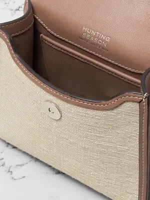 HUNTING SEASON Small Leather-trimmed Raffia Tote
