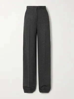 Max Mara Pleated Herringbone Wool-blend Wide-leg Trousers