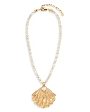 Ettika Cultured Pearl Shell Pendant Necklace - Gold/ivory