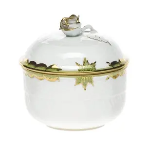 HEREND Princess Victoria Covered Sugar Bowl - Green