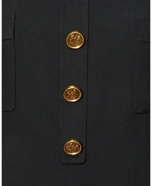 Santorelli A-line Sleeveless Dress In Wool Crepe With Button Detail