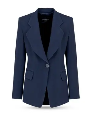 Emporio Armani Notched Lapel Blazer - Dark Navy