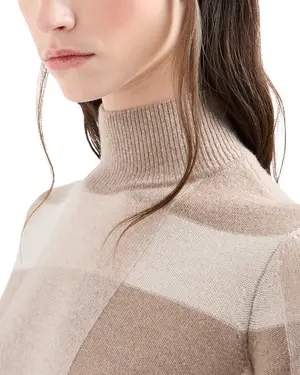 Emporio Armani Checkered Virgin Wool Cashmere Turtleneck Sweater