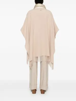 Herno Wool-cashmere Cape With Fringed Edge - Neutrals