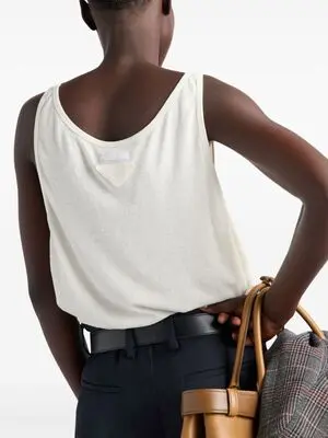 Prada Ribbed Knit Tank Top - Neutrals