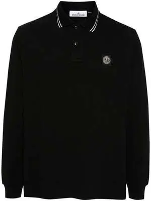 Stone Island Logo-patch Polo Shirt - Black