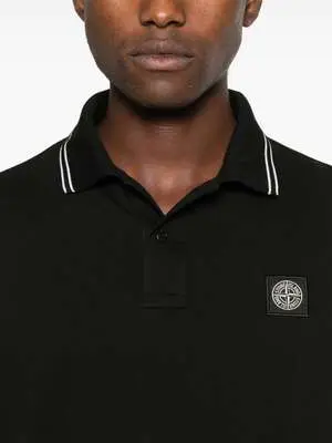 Stone Island Logo-patch Polo Shirt - Black