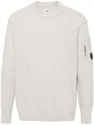 C.P. COMPANY Lens-detailed Wool-blend Sweater - Grey