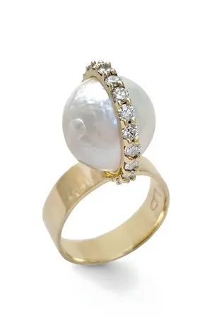 LESLIE PAIGE Cultured Pearl And Diamond Ring - Gold/diamond/pearl