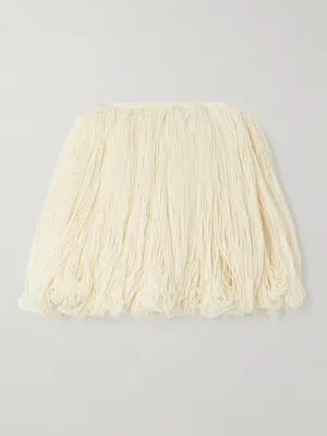 Alaïa Fringed Wool-blend Mini Skirt - White