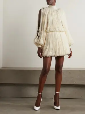 Alaïa Fringed Wool-blend Mini Skirt - White