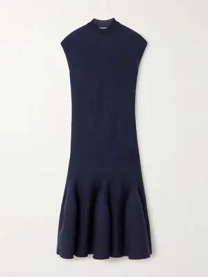 Alaïa Pleated Wool-blend Mini Dress - Navy