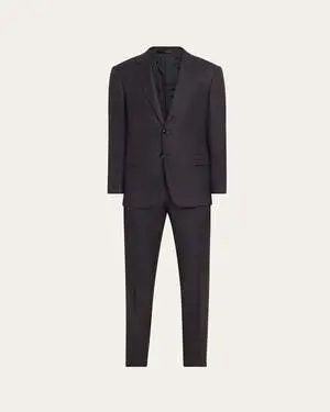 Giorgio Armani Micro-textured Wool Classic Fit Suit - Blue