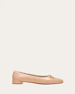 CHRISTIAN LOUBOUTIN Sweetie Jane Leather Ballerina Flats - Blush