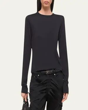 Helmut Lang Slim Fit Long-sleeve Logo Tee - Black