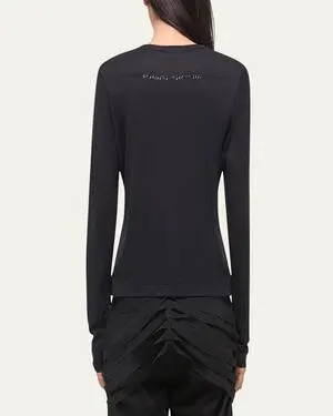 Helmut Lang Slim Fit Long-sleeve Logo Tee - Black