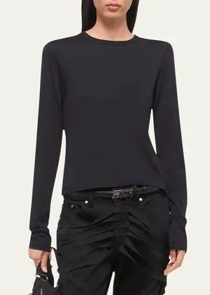 Helmut Lang Slim Fit Long-sleeve Logo Tee - Black