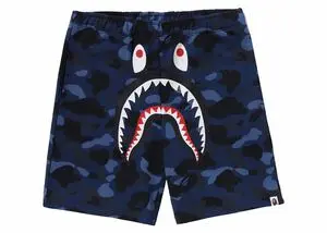 BAPE Camo Shark Sweat Shorts - Navy Blue