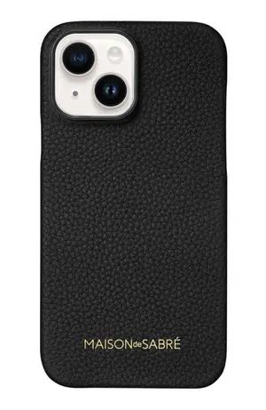 MAISON DE SABRE Leather Phone Case - Black Caviar