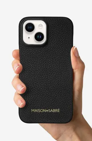 MAISON DE SABRE Leather Phone Case - Black Caviar