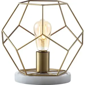 JONATHAN Y James Midcentury Glam Metal Geometric Led Table Lamp Brass Gold