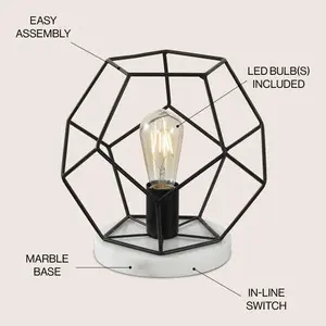 JONATHAN Y James Midcentury Glam Metal Geometric Led Table Lamp - Midnight Black