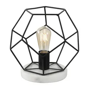 JONATHAN Y James Midcentury Glam Metal Geometric Led Table Lamp - Midnight Black