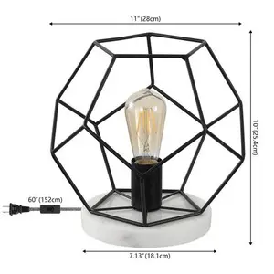 JONATHAN Y James Midcentury Glam Metal Geometric Led Table Lamp - Midnight Black