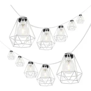 JONATHAN Y 10-light Indoor/outdoor Contemporary Transitional Incandescent G40 Diamond Cage String Lights - White