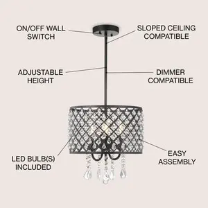 JONATHAN Y Gigi Metal/crystal Adjustable Led Drop Chandelier