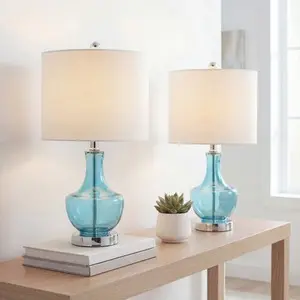 JONATHAN Y Colette Mini Glass Led Table Lamp - Light Blue