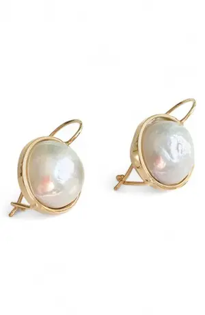 LESLIE PAIGE Cultured Pearl Drop Earrings - Yellow Gold/pearl