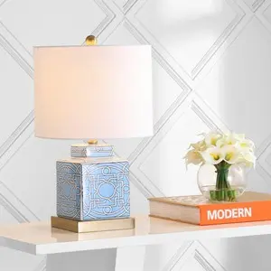 JONATHAN Y Catherine Ceramic/metal Ginger Jar Led Table Lamp - Blue/white