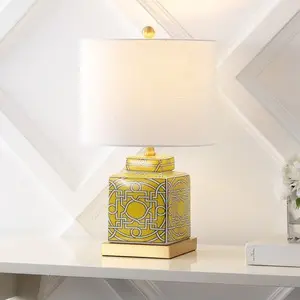 JONATHAN Y Catherine Ceramic/metal Ginger Jar Led Table Lamp - Yellow/white