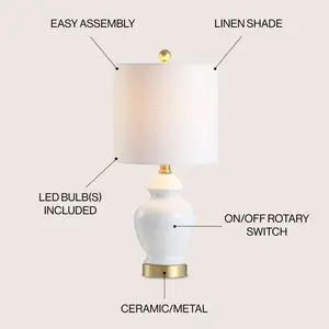 JONATHAN Y Perry Ceramic/metal Led Table Lamp