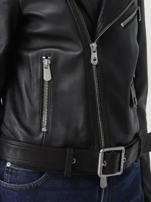Pinko Leather Biker Jacket - Brown
