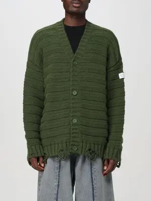 MAISON MARGIELA Mm6 Maison Margiela Relaxed Fit Distressed Wool-Blend Cardigan Green