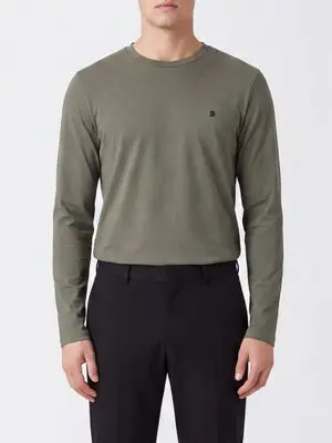 DONDUP Long-sleeved Cotton T-shirt With Crew Neck And Contrast Logo - Green