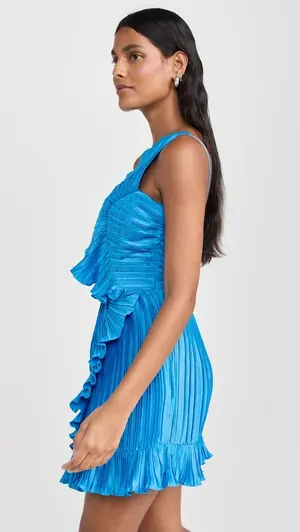 AMUR Kelce Fitted Flounce Mini Dress