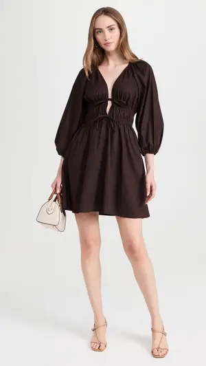 WAYF Leighton Mini Dress - Espresso